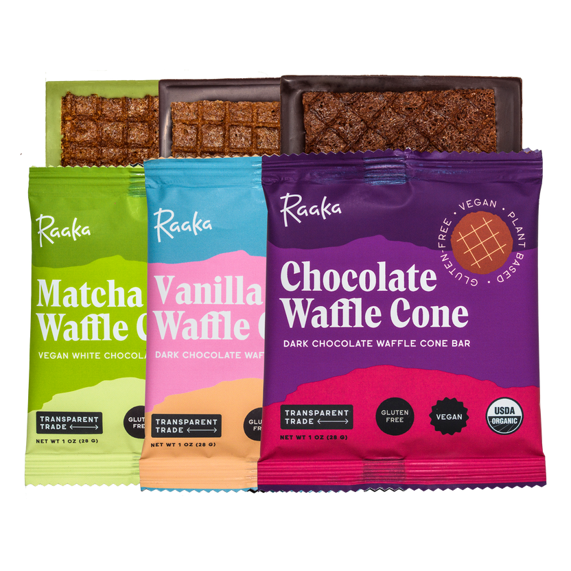 Waffle Cone Variety Box | Vegan Waffle Cookies | Raaka Chocolate