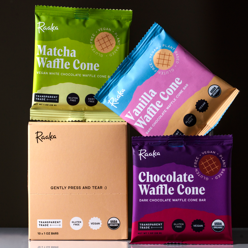 Waffle Cone Variety Box | Vegan Waffle Cookies | Raaka Chocolate